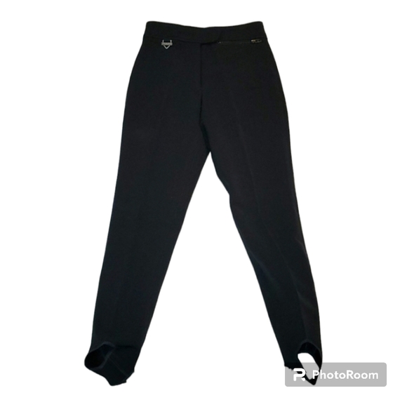 Fera | Pants & Jumpsuits | Vtg Fera Skiwear Pants Stirrups Ski Pants Black Wool Nylon Spandex ...
